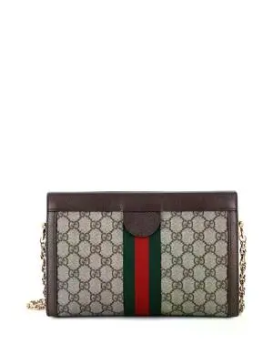 Gucci Ophidia Chain Shoulder Bag Gg Coated Canvas Small - Brown