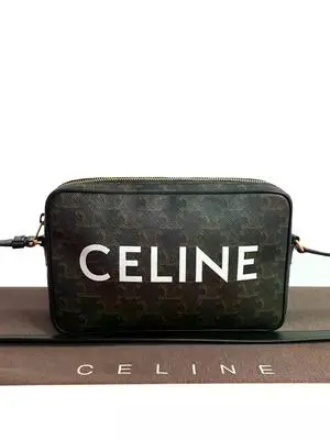 Celine 2022 Medium Triomphe Logo Crossbody Bag - Black
