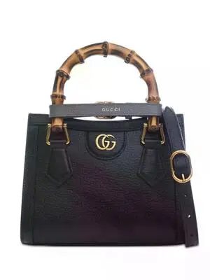 Gucci Small Calfskin Bamboo Diana Satchel - Black
