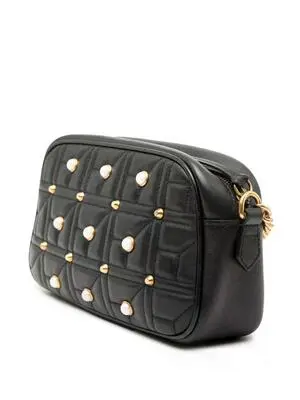 Gucci Gg Marmont Matelasse Leather Pearl Studded Crossbody Bag - Black