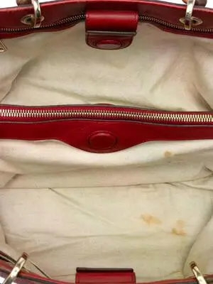 Gucci Large Calfskin Bamboo Shopper Satchel - Red