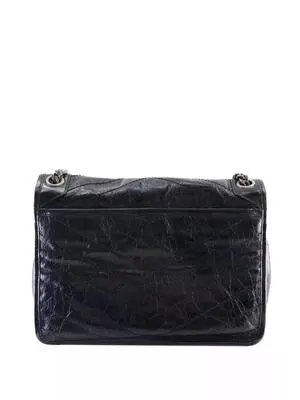 Saint Laurent 2022 Medium Crinkled Calfskin Niki Shoulder Bag - Black