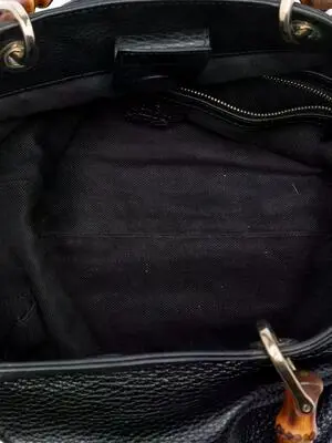 Gucci Tall Leather Bamboo Shopper Tote Satchel - Black