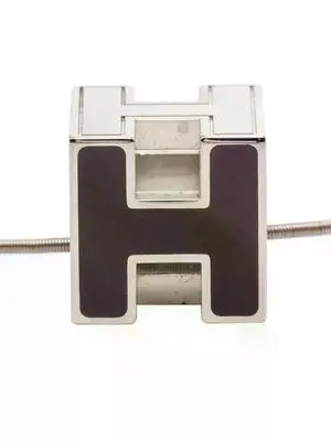 Hermès 20th Century Palladium Plated Enamel Cage Necklace - Silver