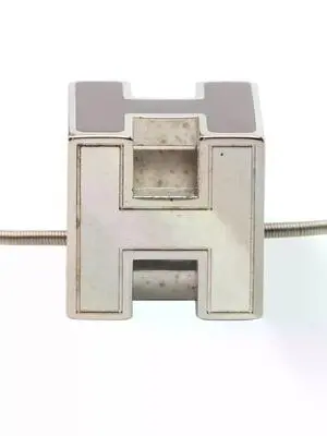Hermès 20th Century Palladium Plated Enamel Cage Necklace - Silver