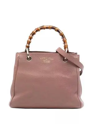 Gucci Small Calfskin Bamboo Shopper Satchel - Brown