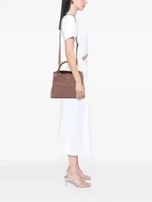 Gucci Small Calfskin Bamboo Shopper Satchel - Brown