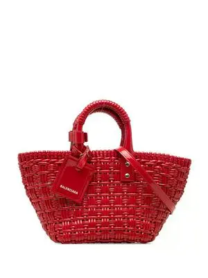 Balenciaga 2021 Faux Leather Bistro Panier Xs Satchel - Red