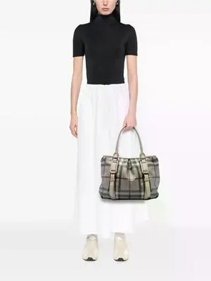 Burberry Smoke Check Coated Canvas Northfield Satchel