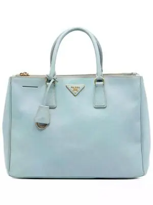 Prada Large Saffiano Lux Galleria Double Zip Satchel - Blue