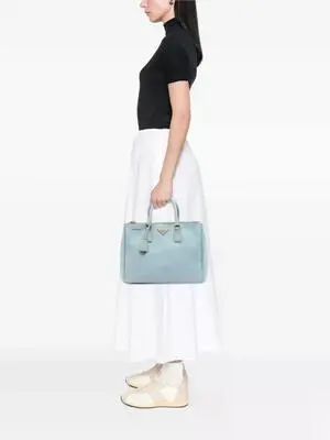 Prada Large Saffiano Lux Galleria Double Zip Satchel - Blue