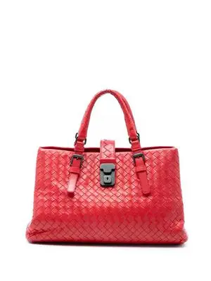 Bottega Veneta Small Nappa Intrecciato Roma Satchel - Red