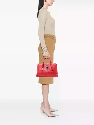 Bottega Veneta Small Nappa Intrecciato Roma Satchel - Red
