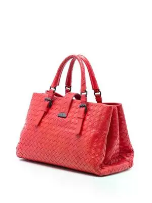 Bottega Veneta Small Nappa Intrecciato Roma Satchel - Red