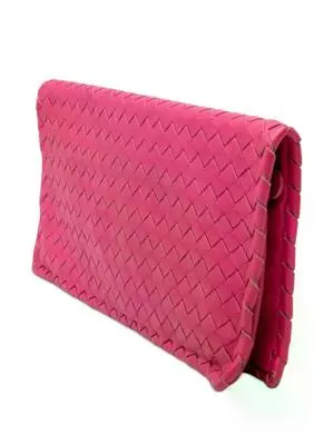 Bottega Veneta 2012-2026 Nappa Intrecciato Turn Lock Clutch - Pink