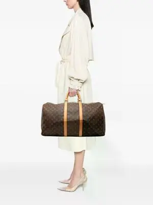 LOUIS VUITTON 2001 Monogram Keepall 55 Travel Bag - Brown