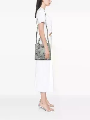 Prada Saffiano Floral Print Twin Pocket Satchel