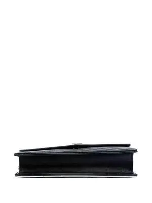 Saint Laurent 2018 Bicolor Grain De Poudre Chevron Monogram Envelope Chain Wallet - Black