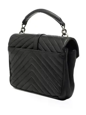 Saint Laurent 2015 Medium Chevron Monogram College Satchel - Black