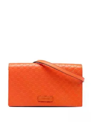 Gucci Microssima Wallet On Strap Crossbody Bag - Orange
