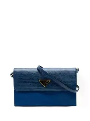Prada Vitello Move And Tessuto Wallet On Strap - Blue