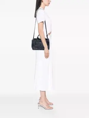 Prada Studded Denim Canapa Logo Satchel