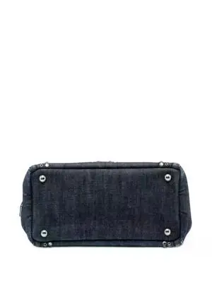 Prada Studded Denim Canapa Logo Satchel