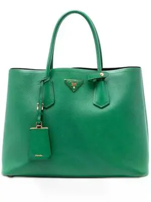 Prada 2010-2026 Medium Saffiano Cuir Double Satchel - Green
