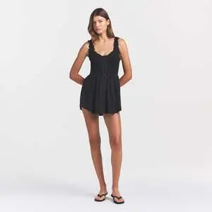 SKIMS Mini Smocked Poplin Dress - Onyx