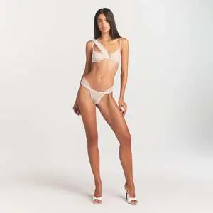 SKIMS Draped Bra | White | | Ultra Fine Mesh - Ivory