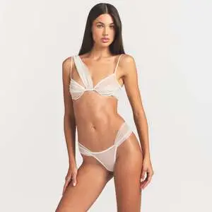 SKIMS Draped Bra | White | | Ultra Fine Mesh