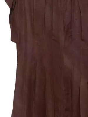BOSS Short-sleeve Pleated Midi Dress - Brown