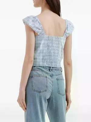 B+AB Check-pattern Blouse - Blue