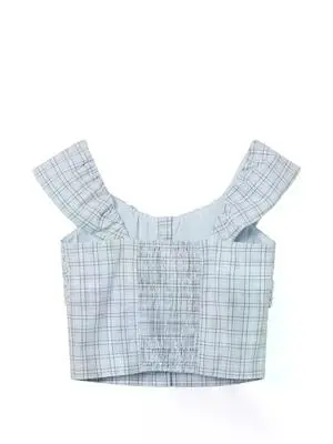 B+AB Check-pattern Blouse - Blue