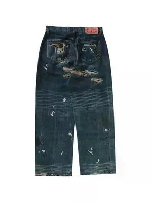 A BATHING APE Star-print Distressed Jeans