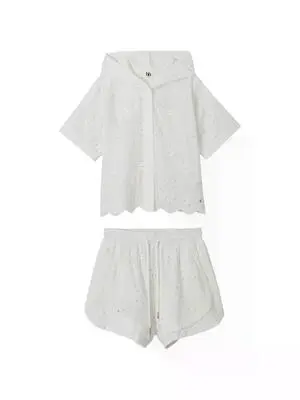 B+AB Broderie-anglaise Hooded Shirt And Shorts Set - White