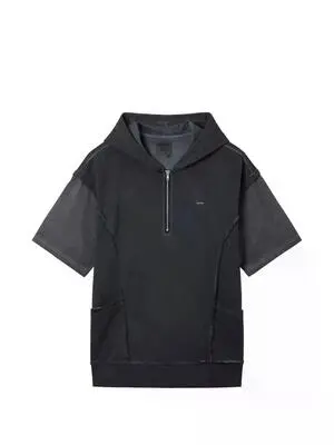 MUSIUM DIV. Half-zip Hooded T-shirt - Black