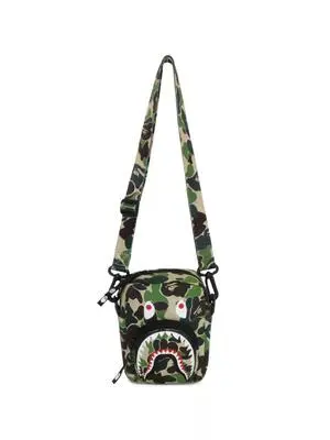 A BATHING APE Shark Camouflage-print Messenger Bag - Green
