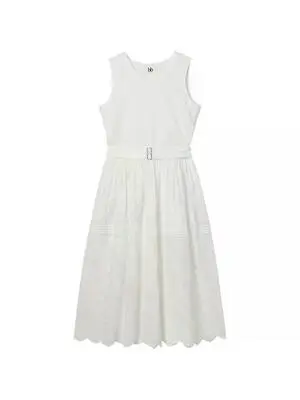B+AB Broderie-anglaise Belted Midi Dress - White