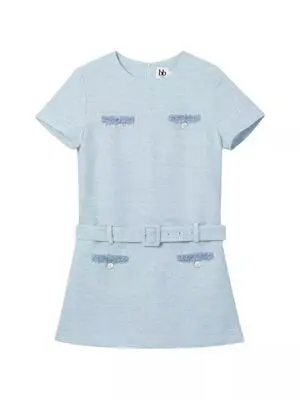 B+AB Distressed-detail Mini Dress - Blue