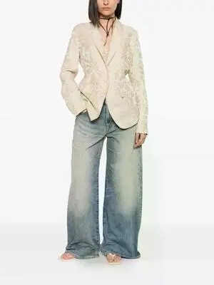 UMA WANG Kylie Asymmetric Damask Blazer - Neutrals