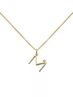 Monica Vinader Solitaire Diamond Initial M Pendant - Gold