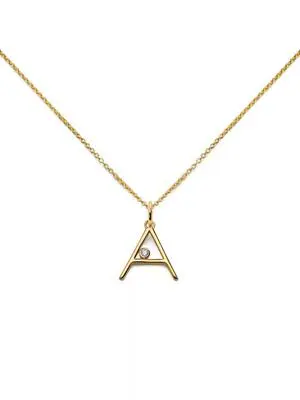 Monica Vinader Solitaire Diamond Initial A Pendant - Gold
