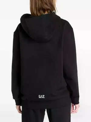 EA7 Logo-print Drawstring Hoodie - Black
