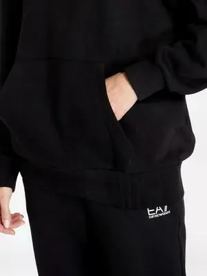 EA7 Logo-print Drawstring Hoodie - Black