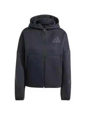 Adidas Logo-print Zip-up Hoodie - Black