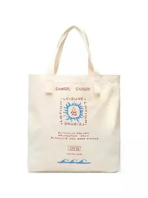 SAMSOE SAMSOE Printed Canvas Tote Bag