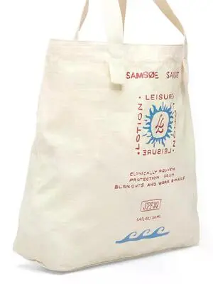SAMSOE SAMSOE Printed Canvas Tote Bag