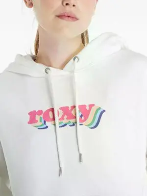 Roxy Logo Print Relaxed Hoodie - White