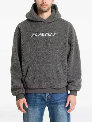 KARL KANI Teddy-texture Logo Hoodie - Grey